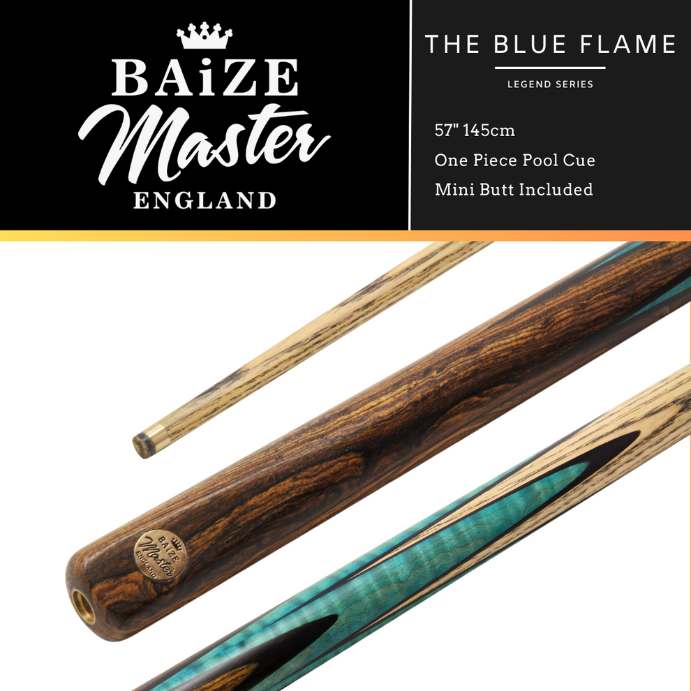 Baize Master 1 Piece Blue Flame English Pool Cue 57" 145cm – TableTime ...
