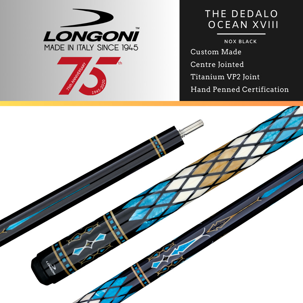 The Longoni Dedalo Ocean XVIII American Pool Cue – TableTime Sports